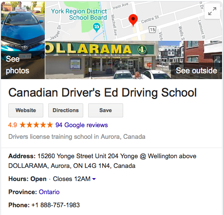 CANADIAN DRIVERS ED – DRIVING SCHOOL AURORA